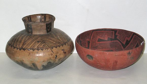 Bonhams : A Wingate black-on-red bowl and a pottery jar, possibly North ...