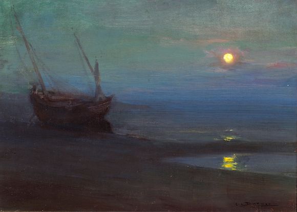 Bonhams : Charles Dickman (American, 1863-1943) Tide-swept Boat 16 x 22in
