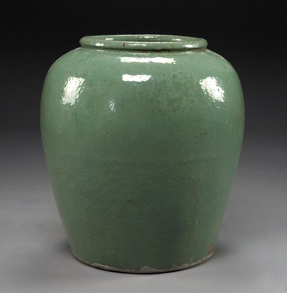 Bonhams : A large Chinese celadon glazed garden urn