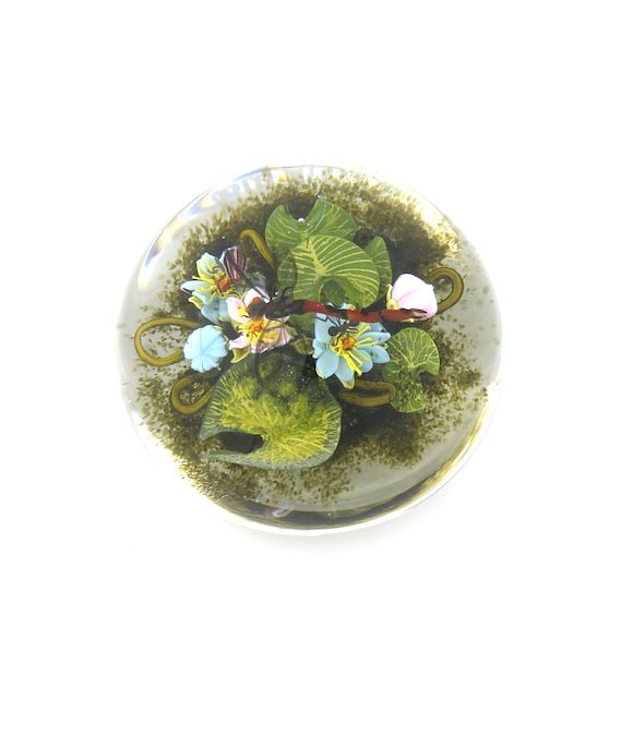 Bonhams : A Paul Stankard botanical glass paperweight with dragonfly ...