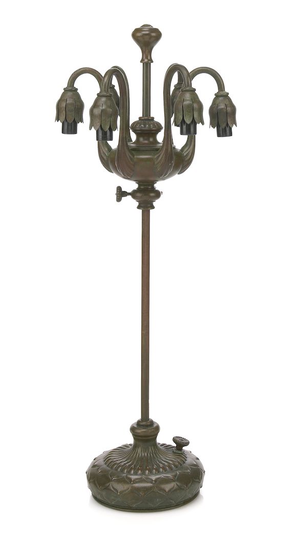 Bonhams : A Tiffany Studios bronze adjustable six-light Lily lamp base