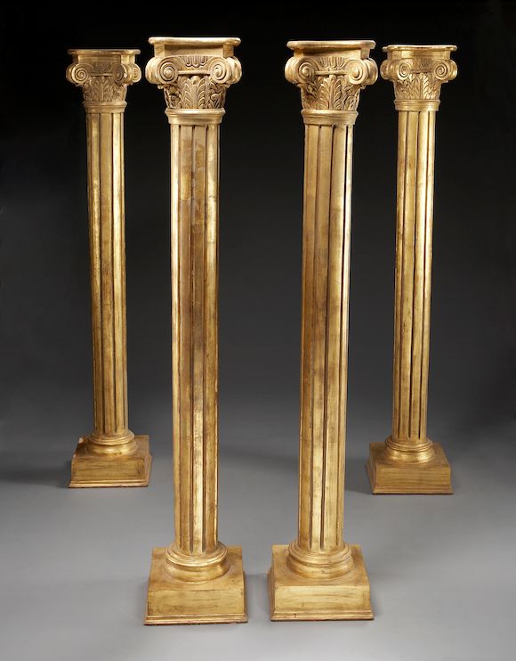 Bonhams : A set of four Neoclassical style giltwood columns