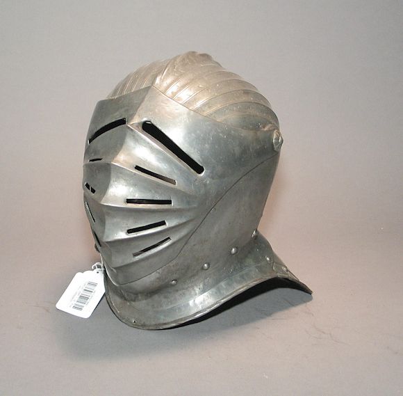 Bonhams : A Victorian copy of a Maximilian style fluted close helmet