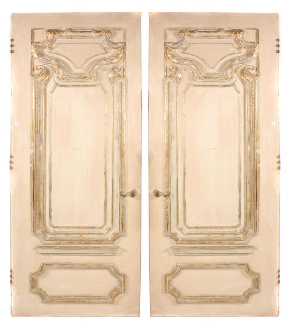 Bonhams : A pair of Louis XIV style parcel gilt and paint decorated doors