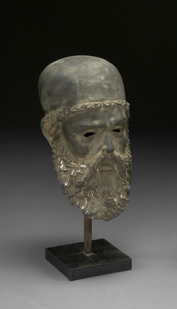 Bonhams : A patinated bronze head of a Classical male