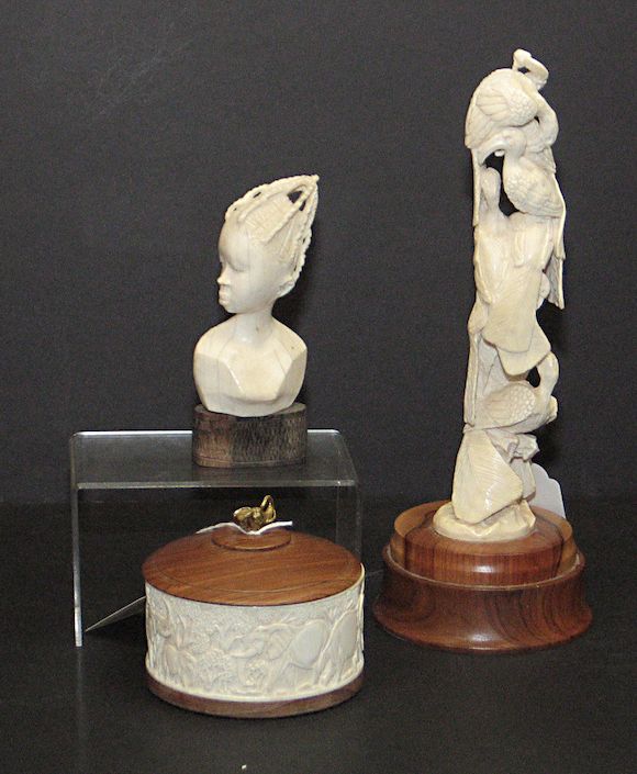 Bonhams : Three pieces of African carved ivory