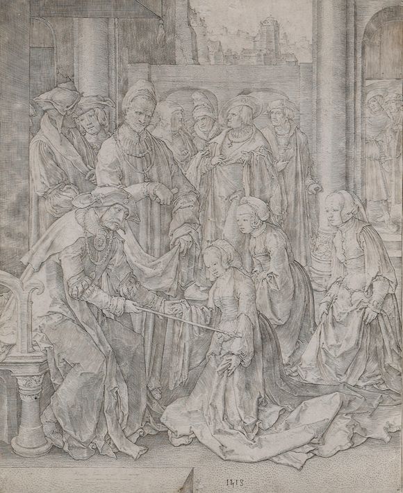 Bonhams : Lucas van Leyden (Dutch, 1494-1533); Esther Before Ahasuerus;