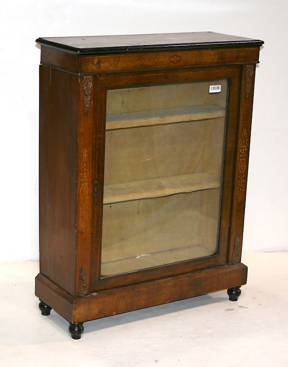 Bonhams : A pair of Edwardian inlaid walnut bookcases