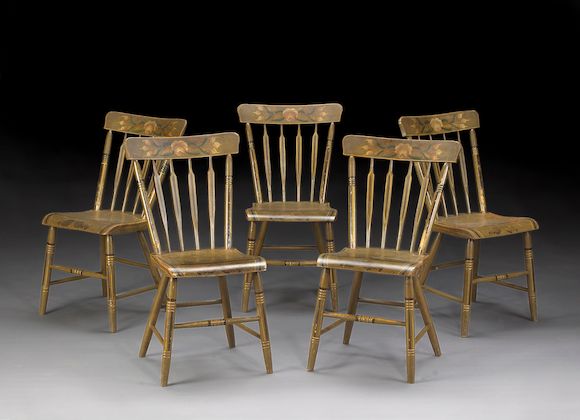 Bonhams : A set of five painted 'fancy' chairs