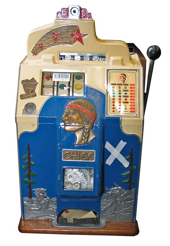 Bonhams : A Jennings "Four Star Chief" enameled chrome and oak nickle ...