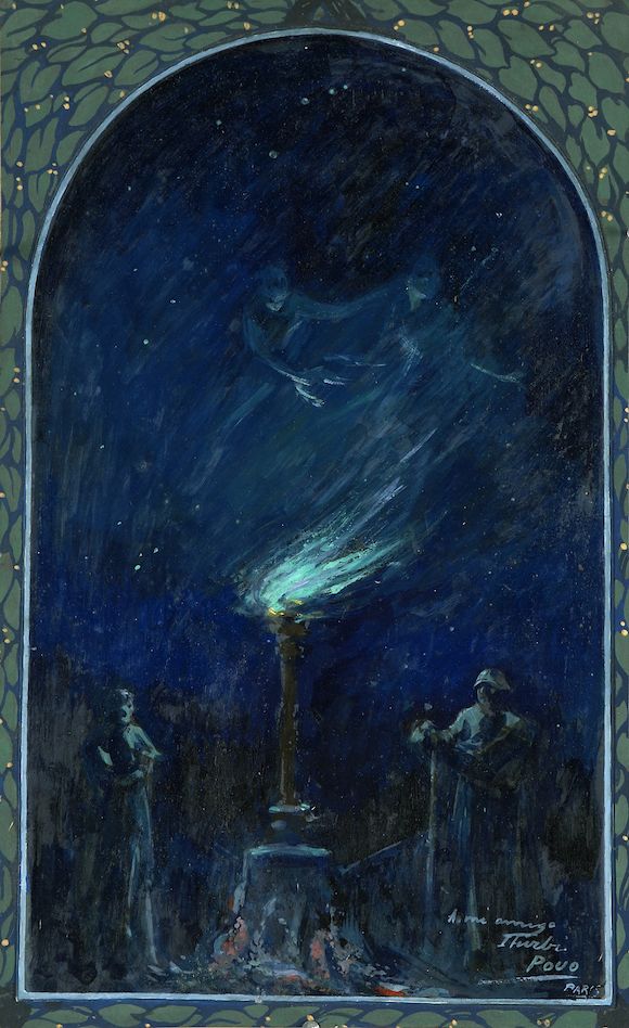 Bonhams : Pouo (20th century) Figures with a Flambeaux 18 1/8 x 11in ...