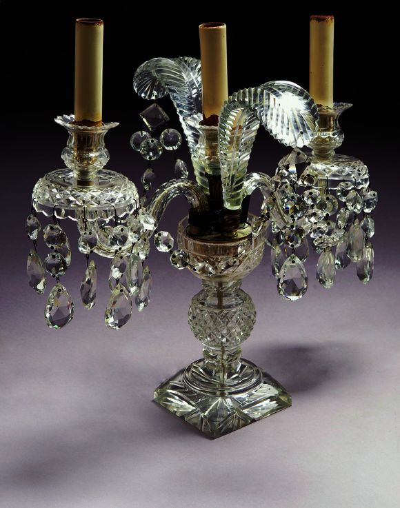 Bonhams : An American cut glass assembled three piece table garniture