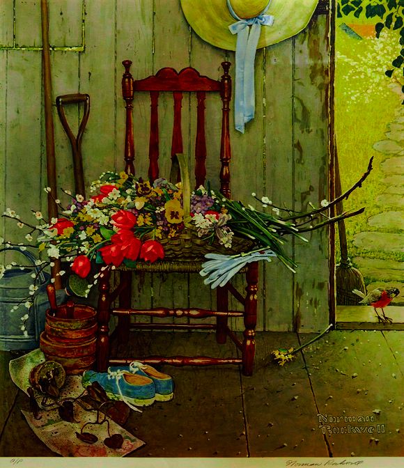 Bonhams : Norman Rockwell (American, 1894-1978); Spring Flowers;