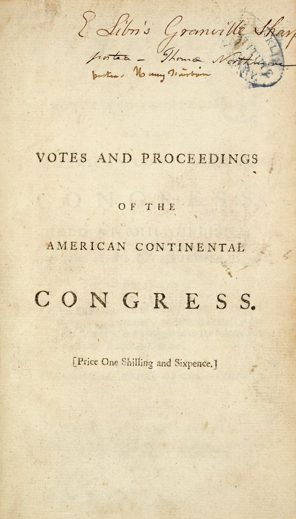 Bonhams : [CONTINENTAL CONGRESS.]