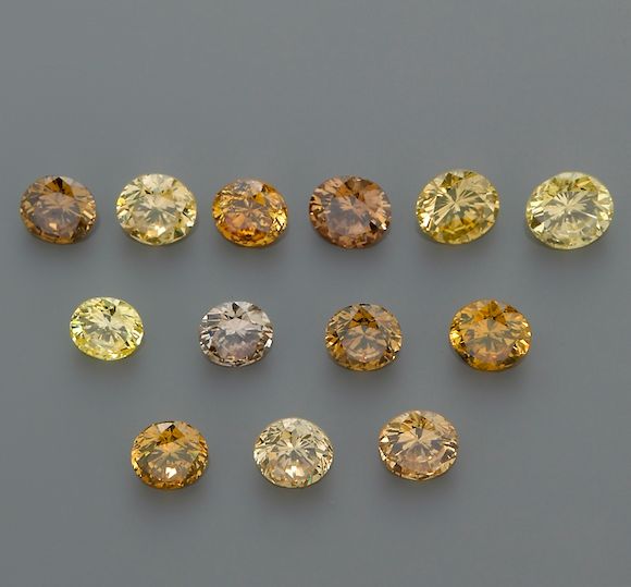 Bonhams : A collection of unmounted colored diamonds