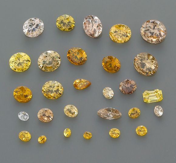Bonhams : A collection of unmounted colored diamonds