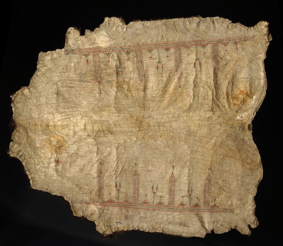 Bonhams : A Cheyenne painted buffalo robe