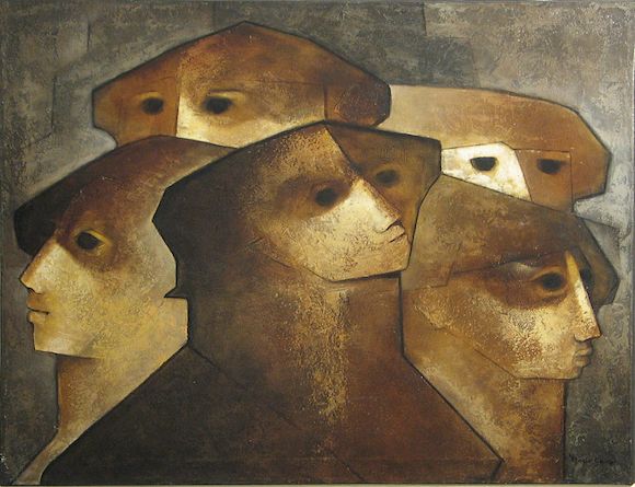Bonhams : Mario Cano Five faces 23 1/4 x 27 1/4in