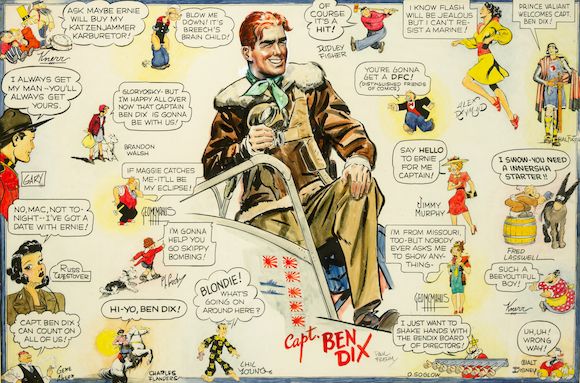 Bonhams : A watercolor by various cartoonist presented to Ernest Beech ...