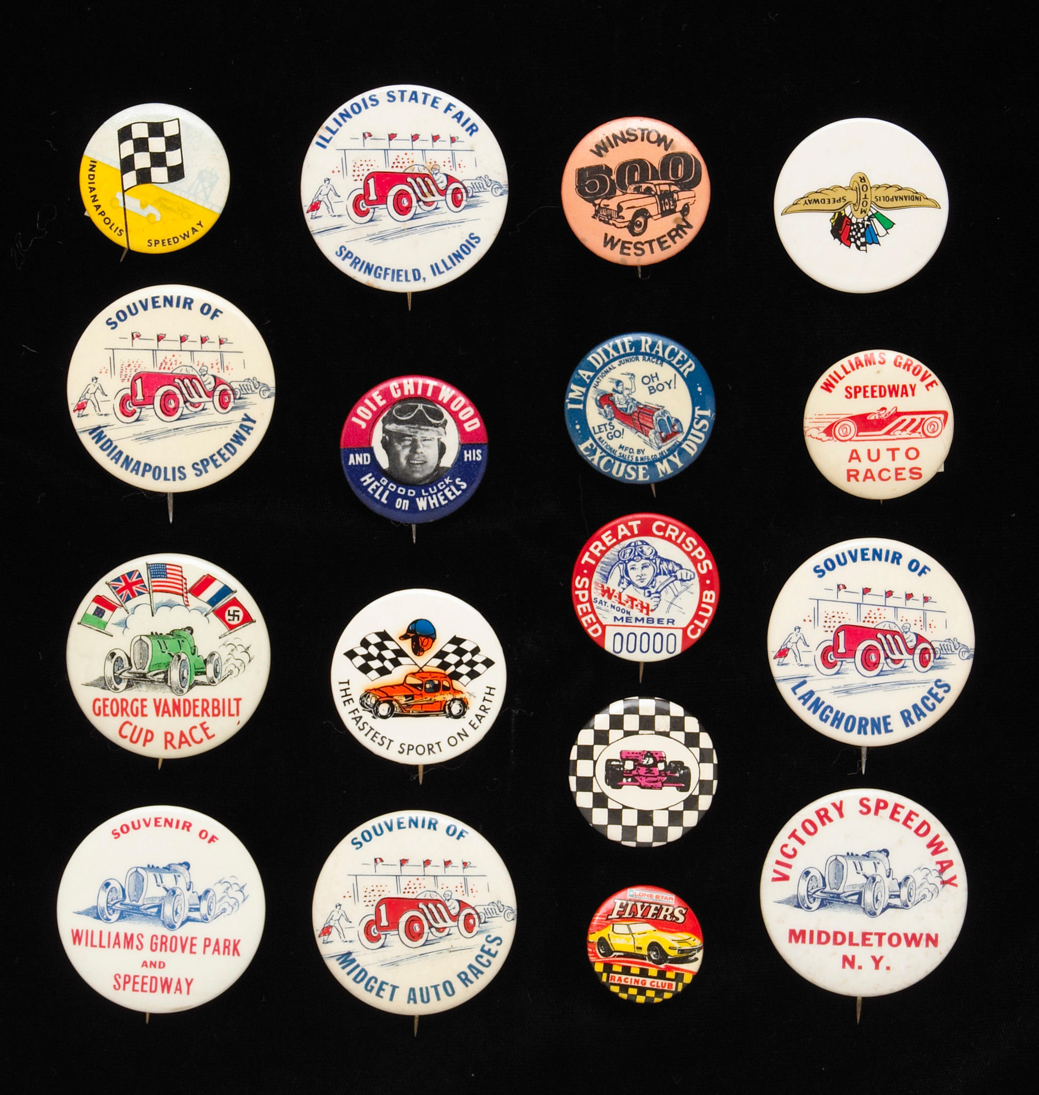 Bonhams Cars : A group of seventeen motor-racing pin back badges,