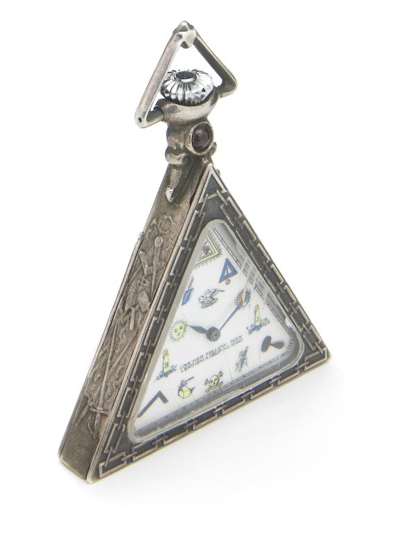 Bonhams : Solvil Watch Co. An unusual silver triangular Masonic watch ...