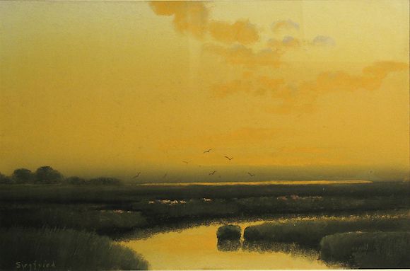 Bonhams : Edwin C. Siegfried (American, 1889-1955) Alameda Estuary 16 x ...