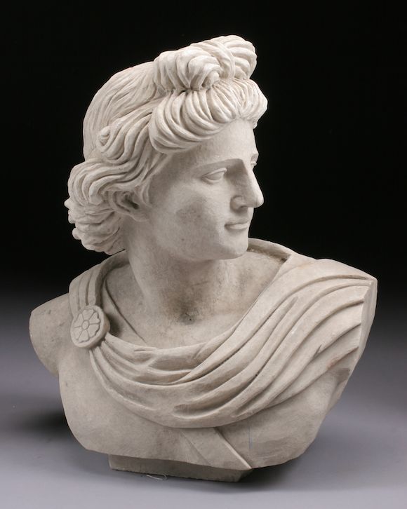 Bonhams : A carved marble bust of the Apollo Belvedere