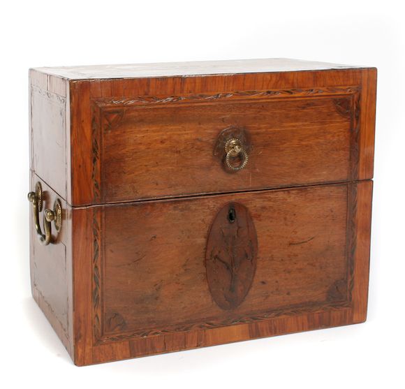 Bonhams : A George III inlaid walnut letter box