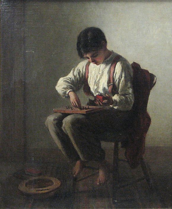 Bonhams : Edwin White (American, 1817-1877) A Boy Playing a Game on a ...