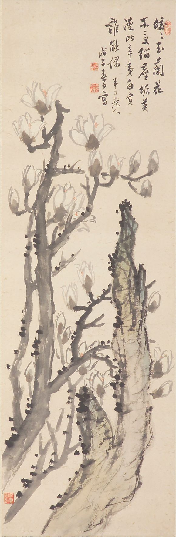 Bonhams : Chen Banding (1876-1970) Two flowers paintings