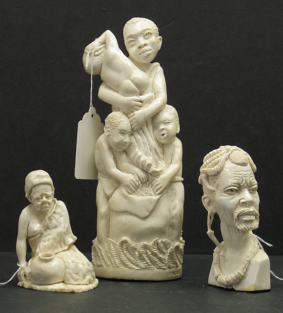 Bonhams : Three African carved ivory figures