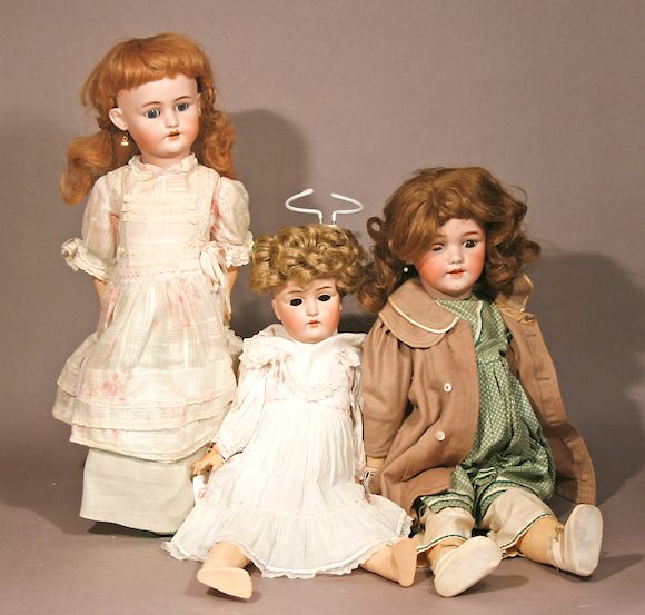 Bonhams : Grouping of Bisque Headed dolls