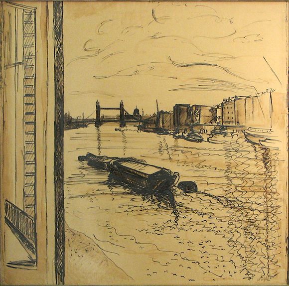 Bonhams : Edward Wolfe (British, 1897-1982) Tower Bridge sight 29 1/4 x ...
