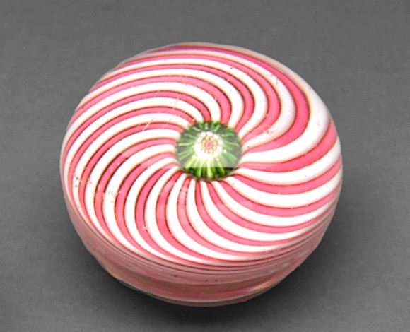 Bonhams : A Clichy pink and white swirl paperweight