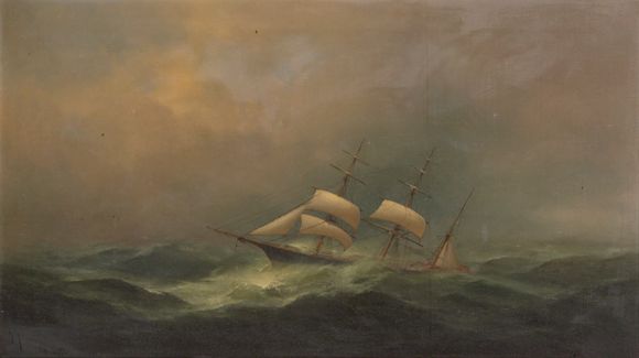 Bonhams : Gideon Jacques Denny (American, 1830-1886) A Ship on Rough ...