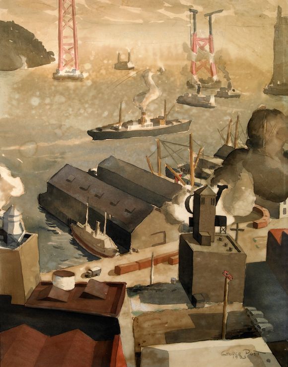 Bonhams : George Post (1906-1997) San Francisco Waterfront, 1935 21 1/2 ...