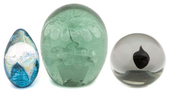 Bonhams : A group of nine contemporary glass paperweights
