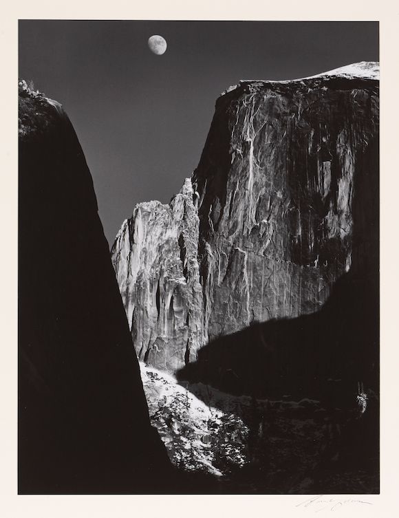 Bonhams : Ansel Adams (American, 1902-1984); Moon and Half Dome ...