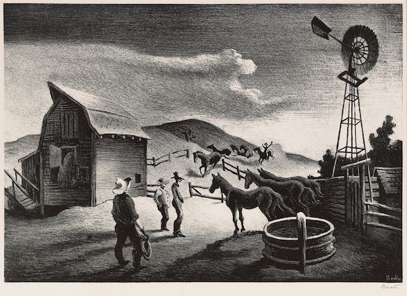 Bonhams : Thomas Hart Benton (American, 1889-1975); The Corral;