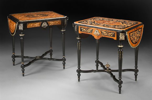 Bonhams : A near pair of Napoleon III gilt bronze mounted marquetry ...