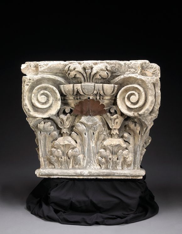 Bonhams : An imposing French Baroque limestone pilaster capital