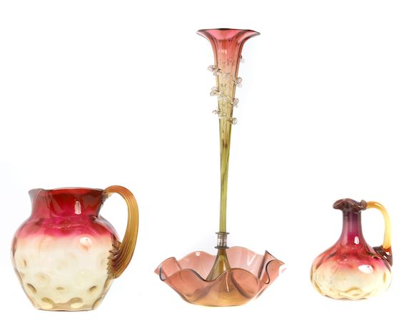 Bonhams : A grouping of amberina glass table articles