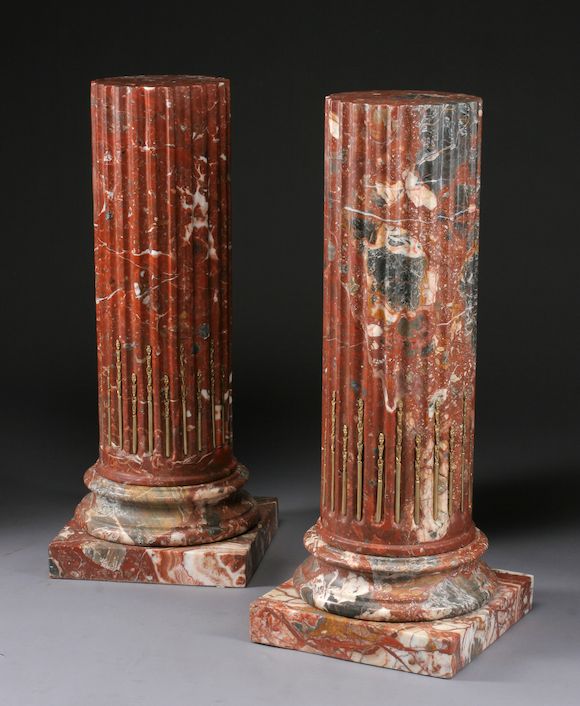 Bonhams : A pair of Neoclassical style gilt bronze mounted marble columns
