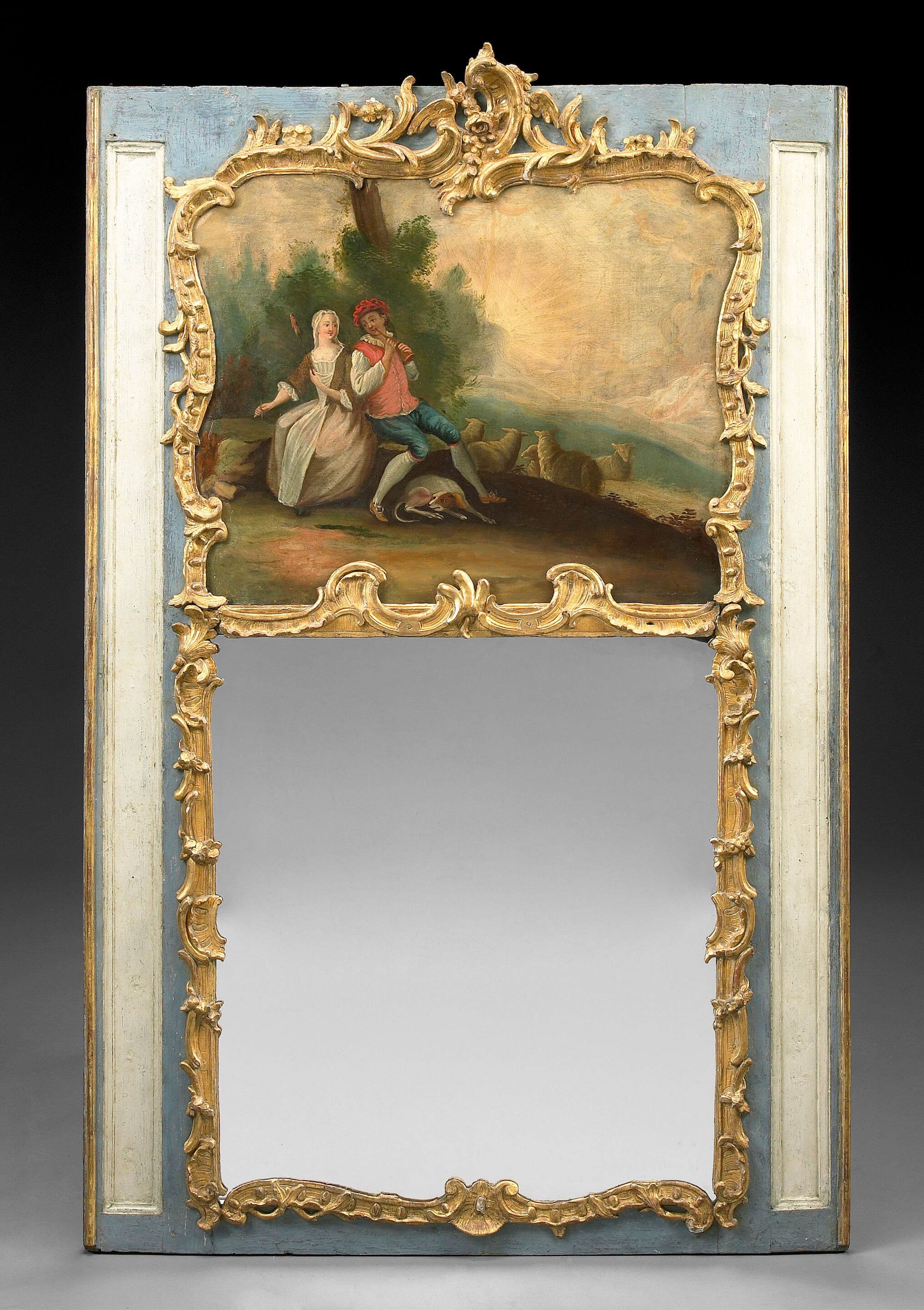 Bonhams : A Louis XVI parcel gilt and paint decorated trumeau
