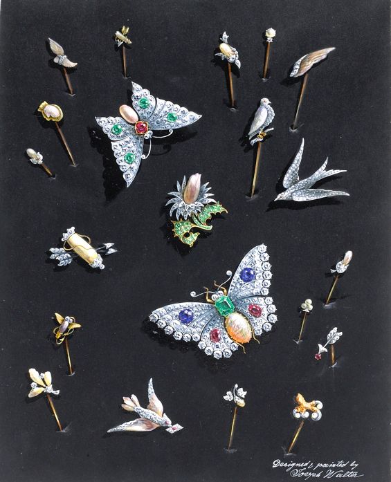 Bonhams : A collection of art nouveau jewelry renderings, Joseph Walter