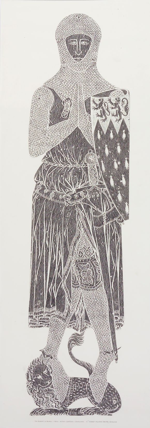 Bonhams : A brass rubbing of Sir Robert de Bures (d.1331, Acton, Suffolk)