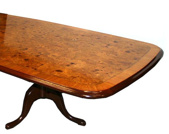 Bonhams : A burl walnut four pedestal dining table
