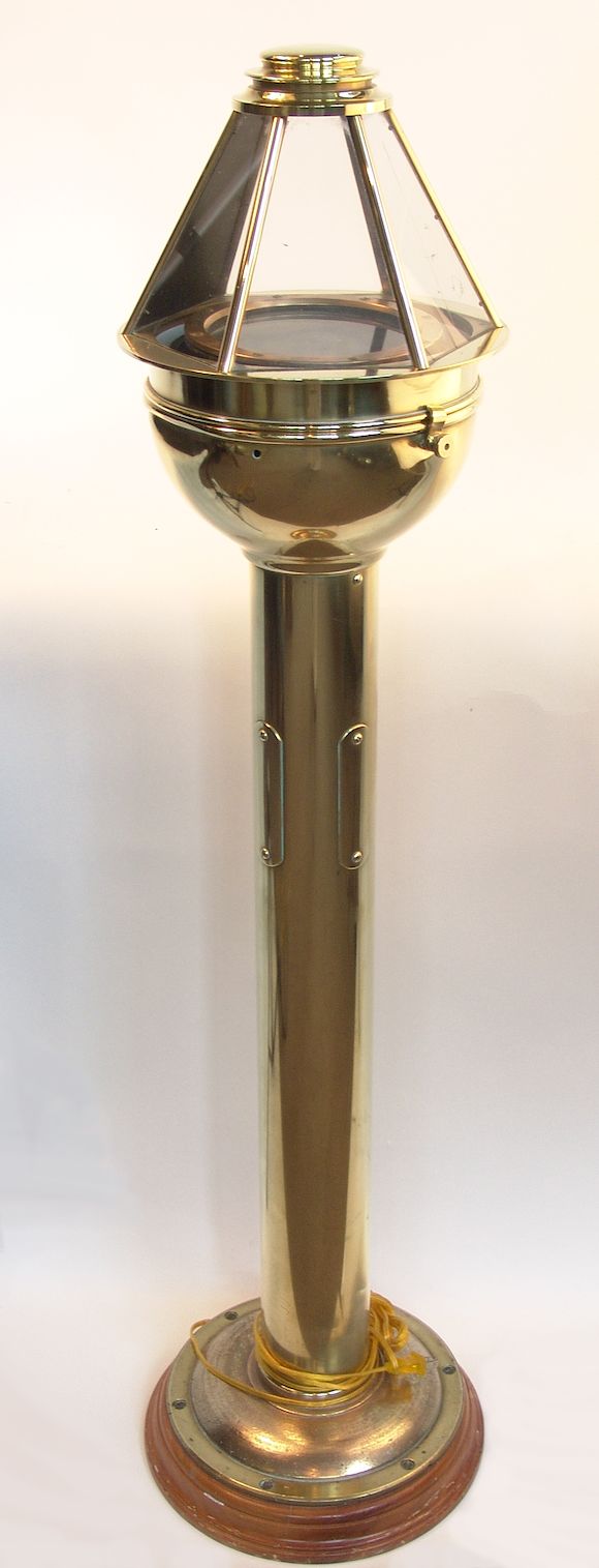 Bonhams : A brass skylight binnacle, 50in (127cm) high