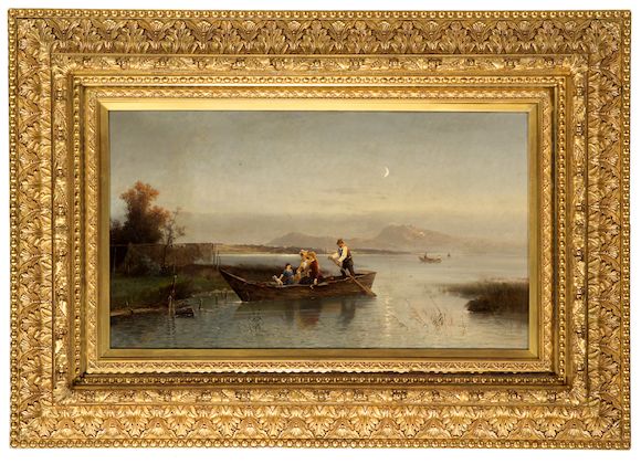 Bonhams : Conrad Wimmer (German, 1844-1905) Coming to shore, Lake ...
