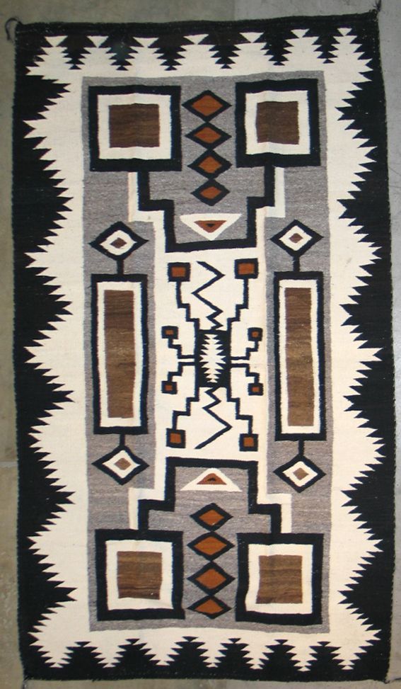 Bonhams : A Navajo storm pattern rug, 8ft x 4ft 9in